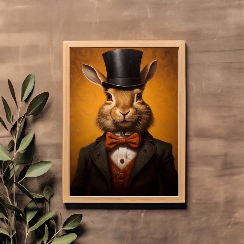 Vintage Hare Animal Portrait, Printable Digital Wall Art, Renaissance ...