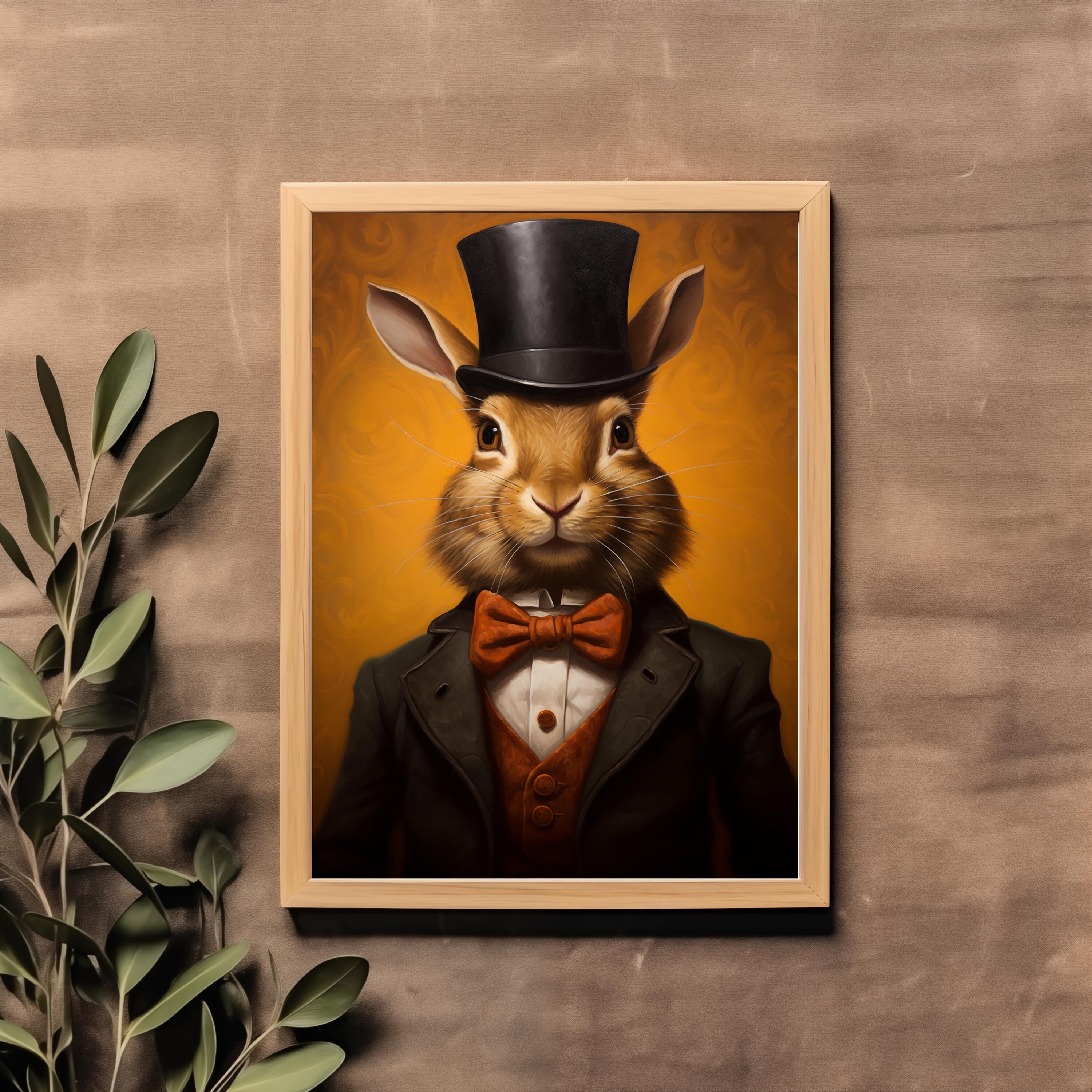Vintage Hare Animal Portrait, Printable Digital Wall Art, Renaissance ...