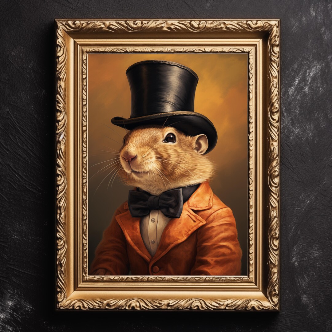 Vintage Gerbil Animal Portrait, Printable Wall Art, Renaissance Animals ...