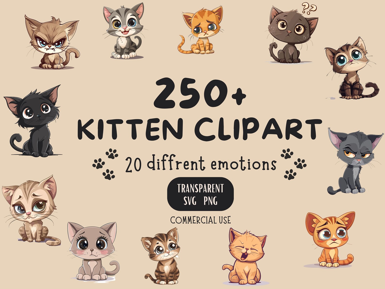 CAT CLIPART Bundle SVG Png Cute Kitten Party Clip Art Kitty ...
