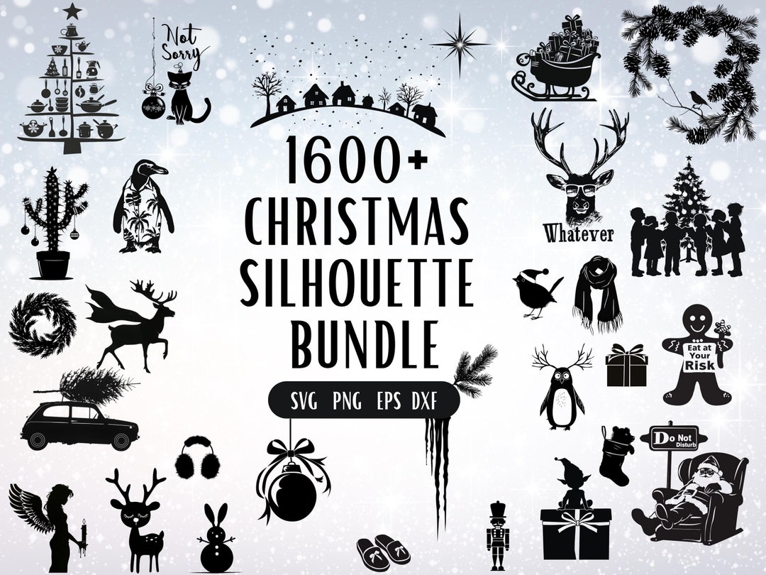 Christmas SVG Bundle 1600 Christmas Silhouette Clipart Winter Scene SVG ...