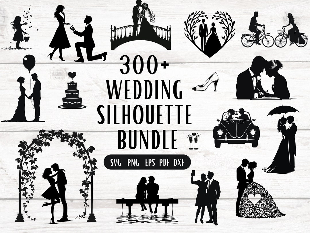 WEDDING Silhouette Bundle Couple SVG Lovers SVG Clipart Cut Files ...