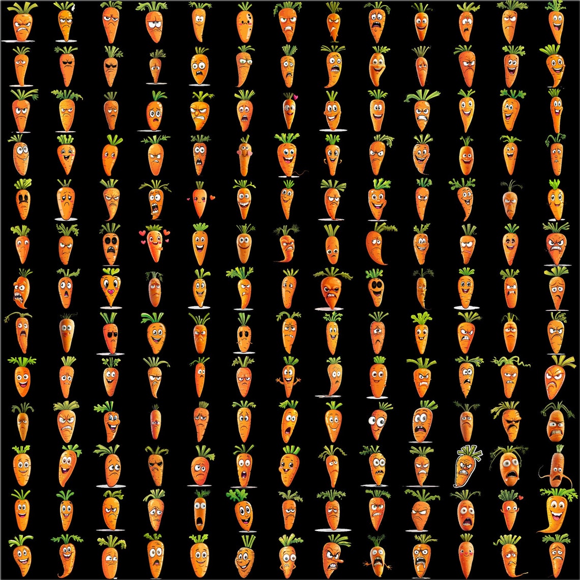 Carrot Emotions PNG Clipart Bundle, Sublimation Designs (digital ...