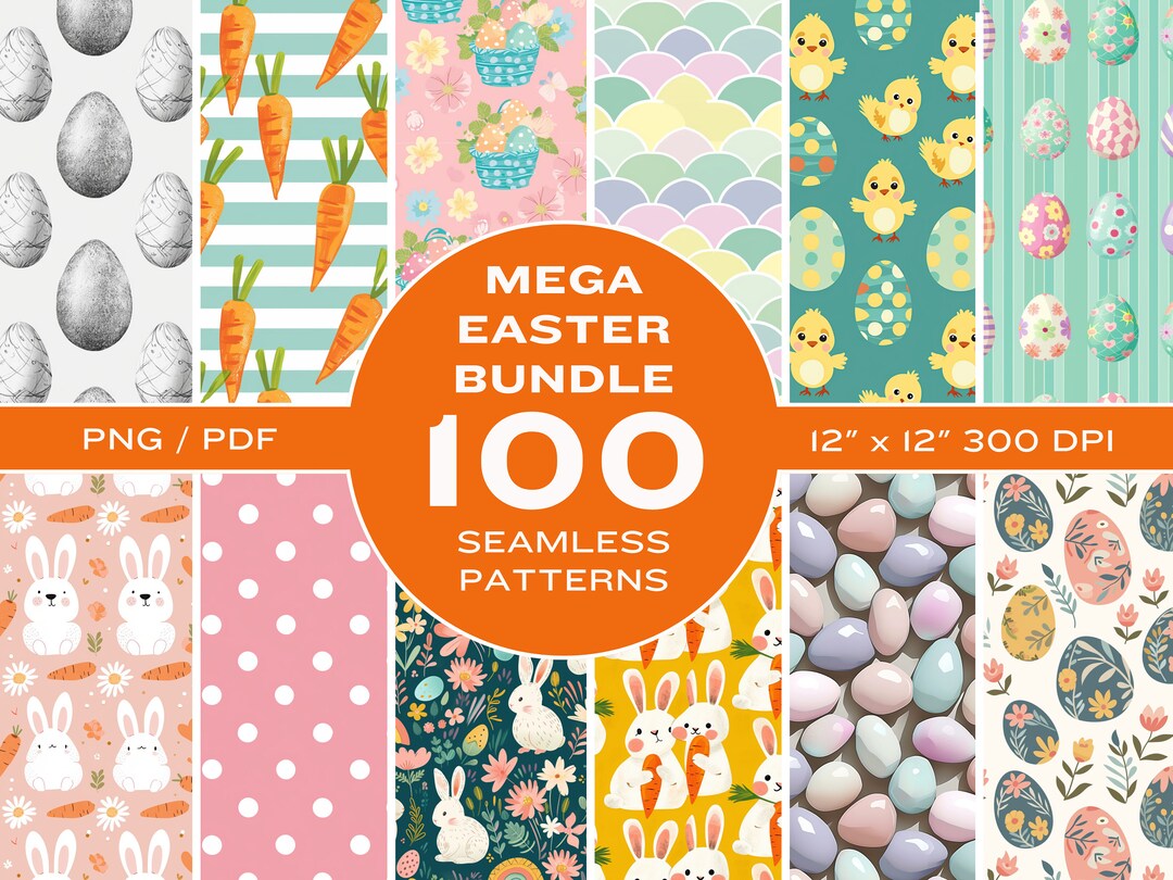 Easter Digital Paper Easter Bunny Scrapbook Papers Easter Eggs ...