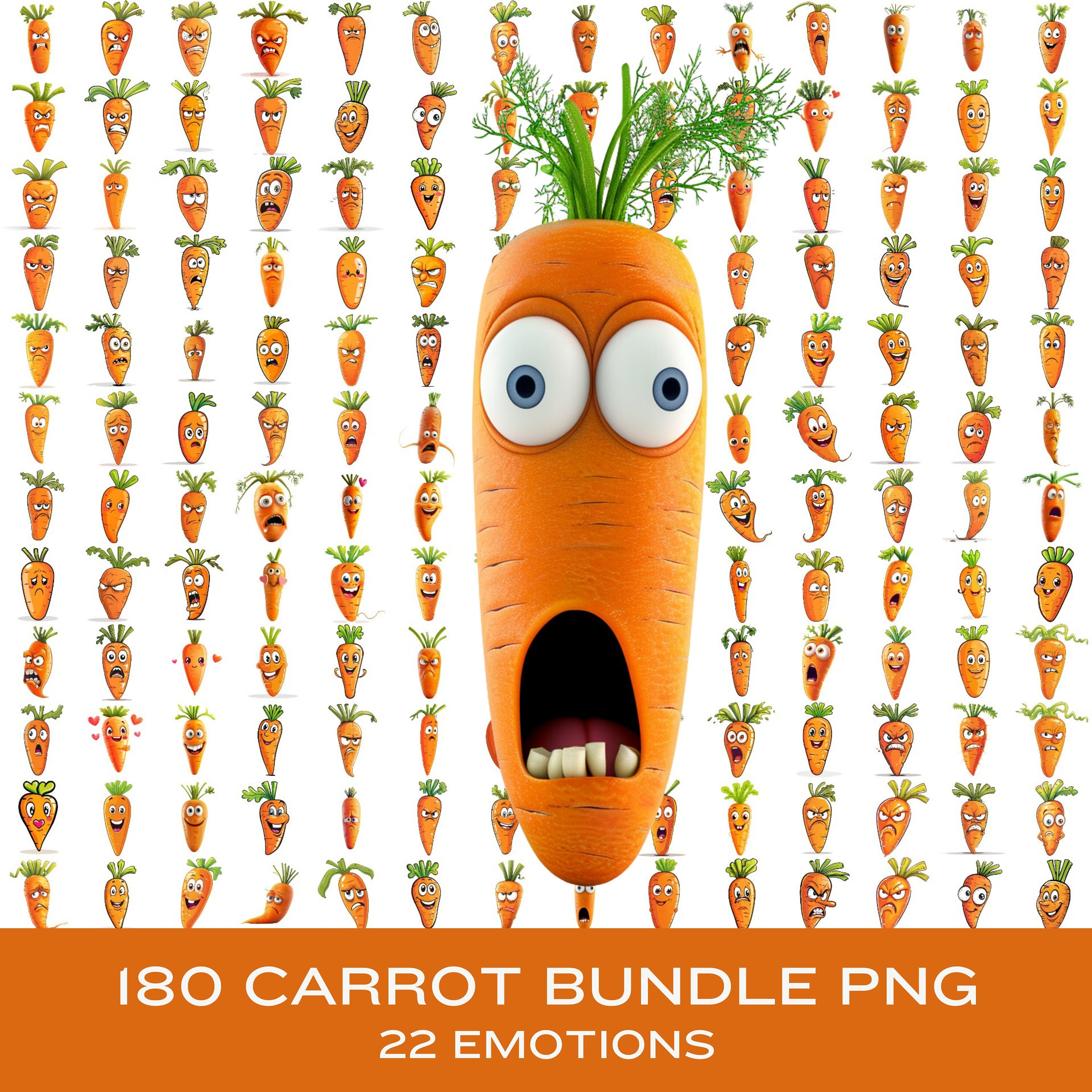Carrot Emotions PNG Clipart Bundle, Sublimation Designs (digital ...