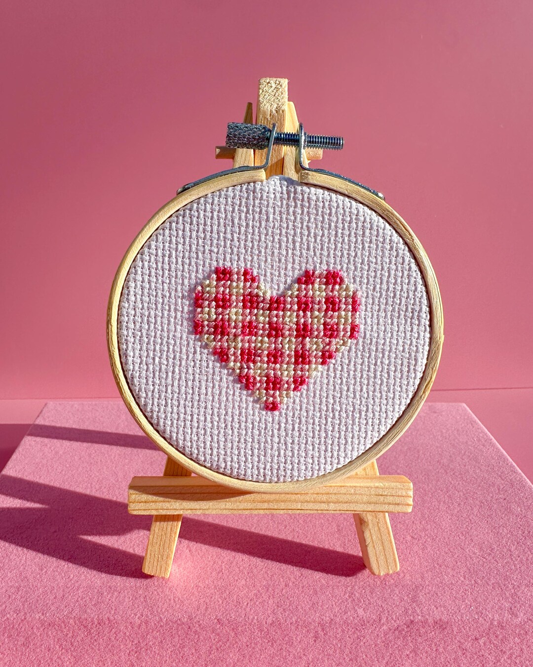 Gingham Heart Complete Beginner Cross Stitch Kit - Beginner Cross ...