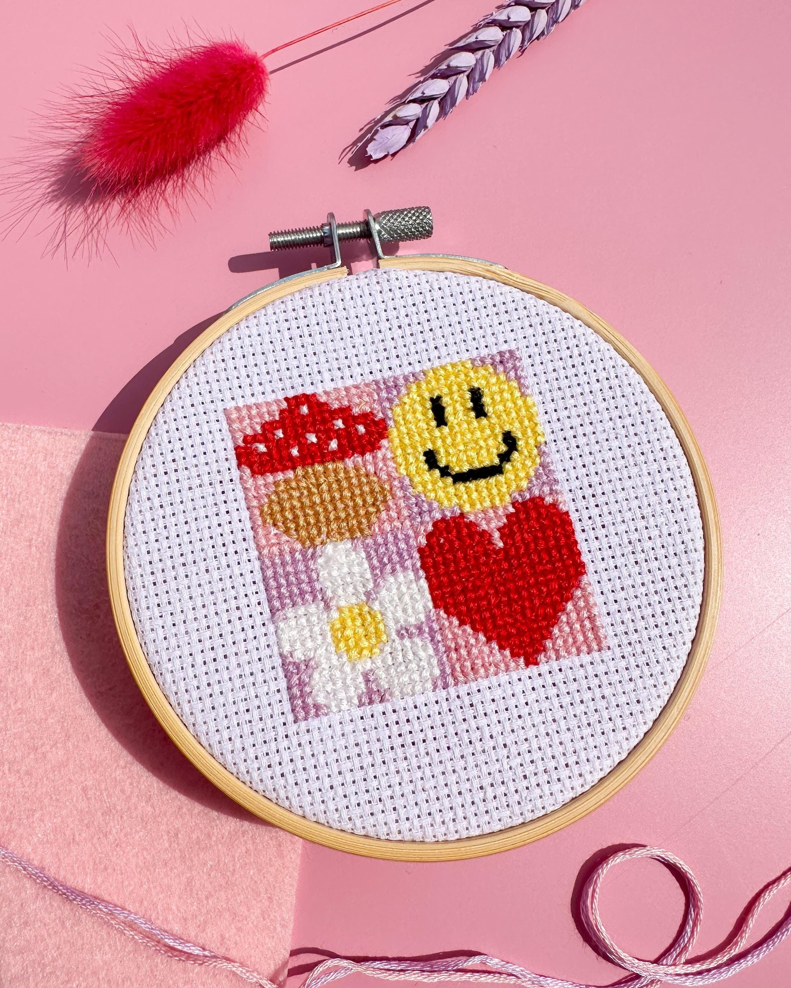 Groovy Patchwork Cross Stitch Kit: Beginner Embroidery With Hoop - Etsy