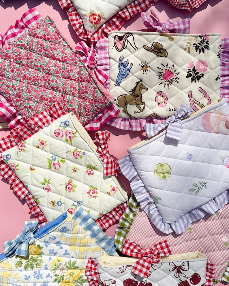 Coquette Crossiant Bow Book Sleeve Cover With Pink Gingham Trim ...