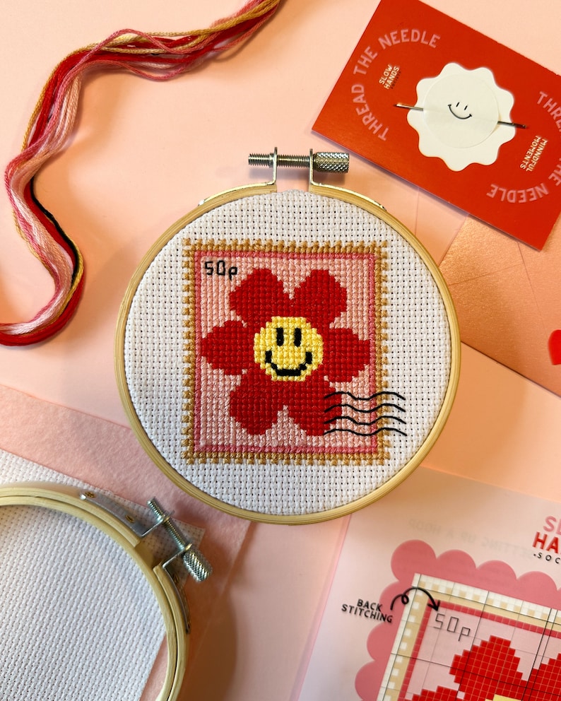 Smile Daisy Stamp Design Cross Stitch Kit Beginner Cross Stitch Kit ...