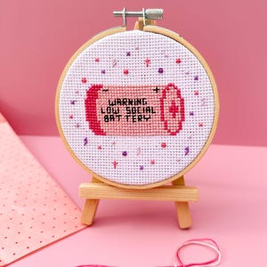 Mini Cross Stitch Art DIY Kit - Low Social Battery Mental Health - Gift ...