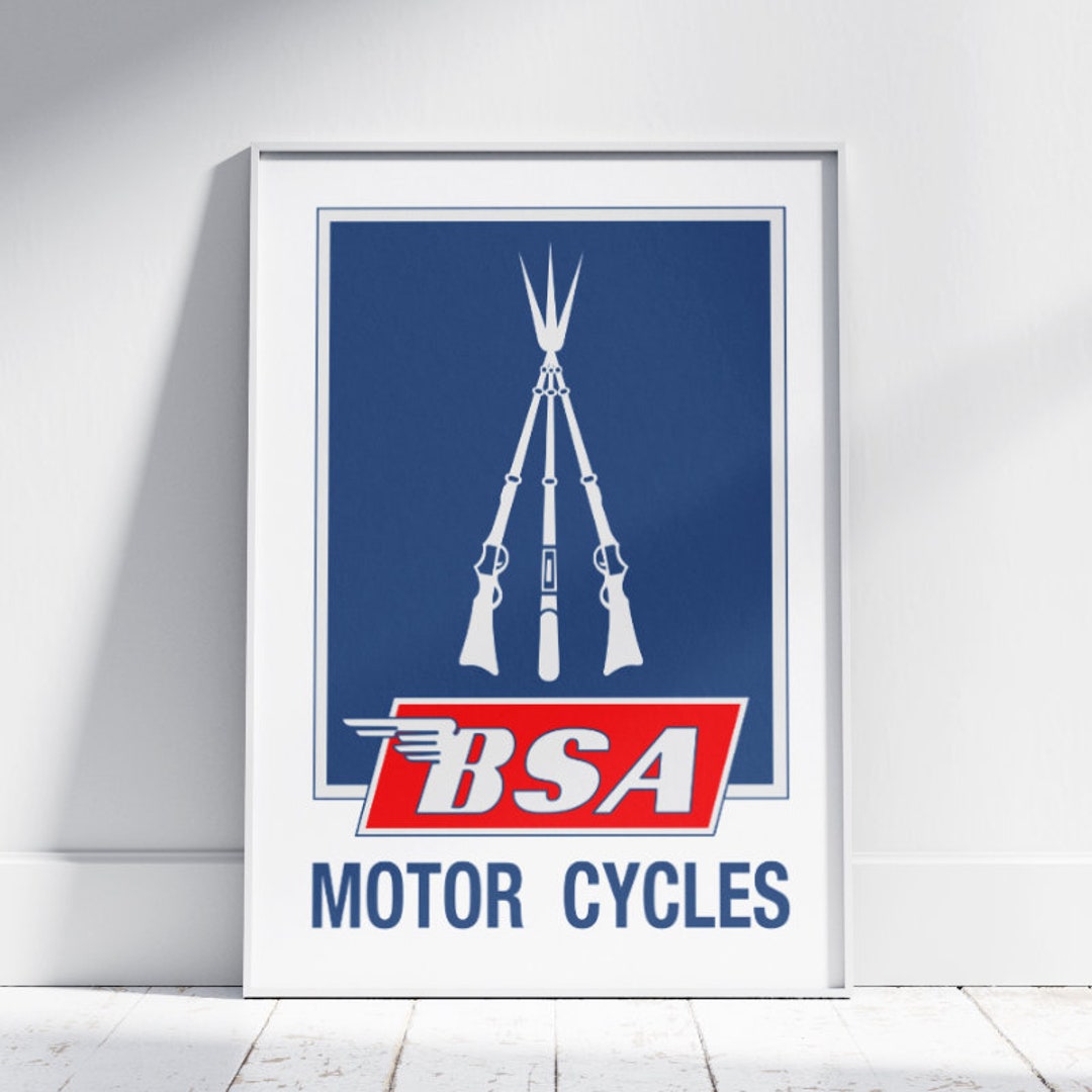 Reproduction of a Vintage BSA Motorcycles Poster | Motorbike Logo ...