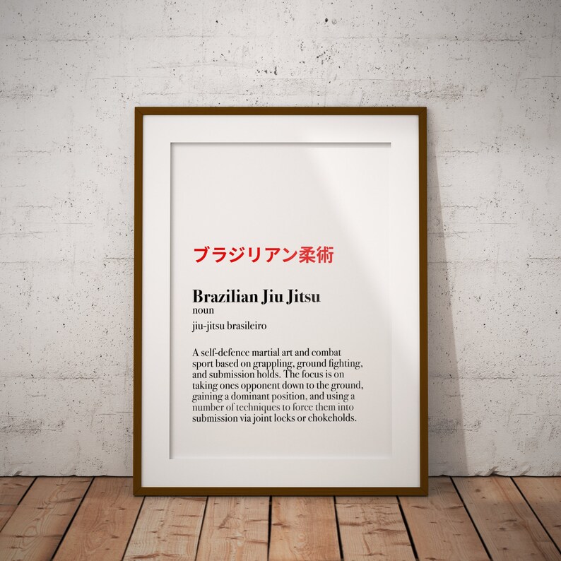 Brazilian Jiu-jitsu Definition Poster | Self Defence Unarmed Combat ...