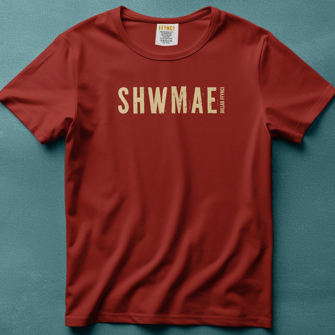 Cool New Horizontal Distressed Text SHWMAE Logo T-shirt, Graphic Welsh ...
