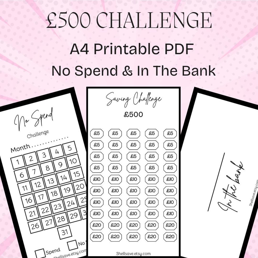 500 Pounds Savings Challenge, Printable A6 Money Tracker Digital ...