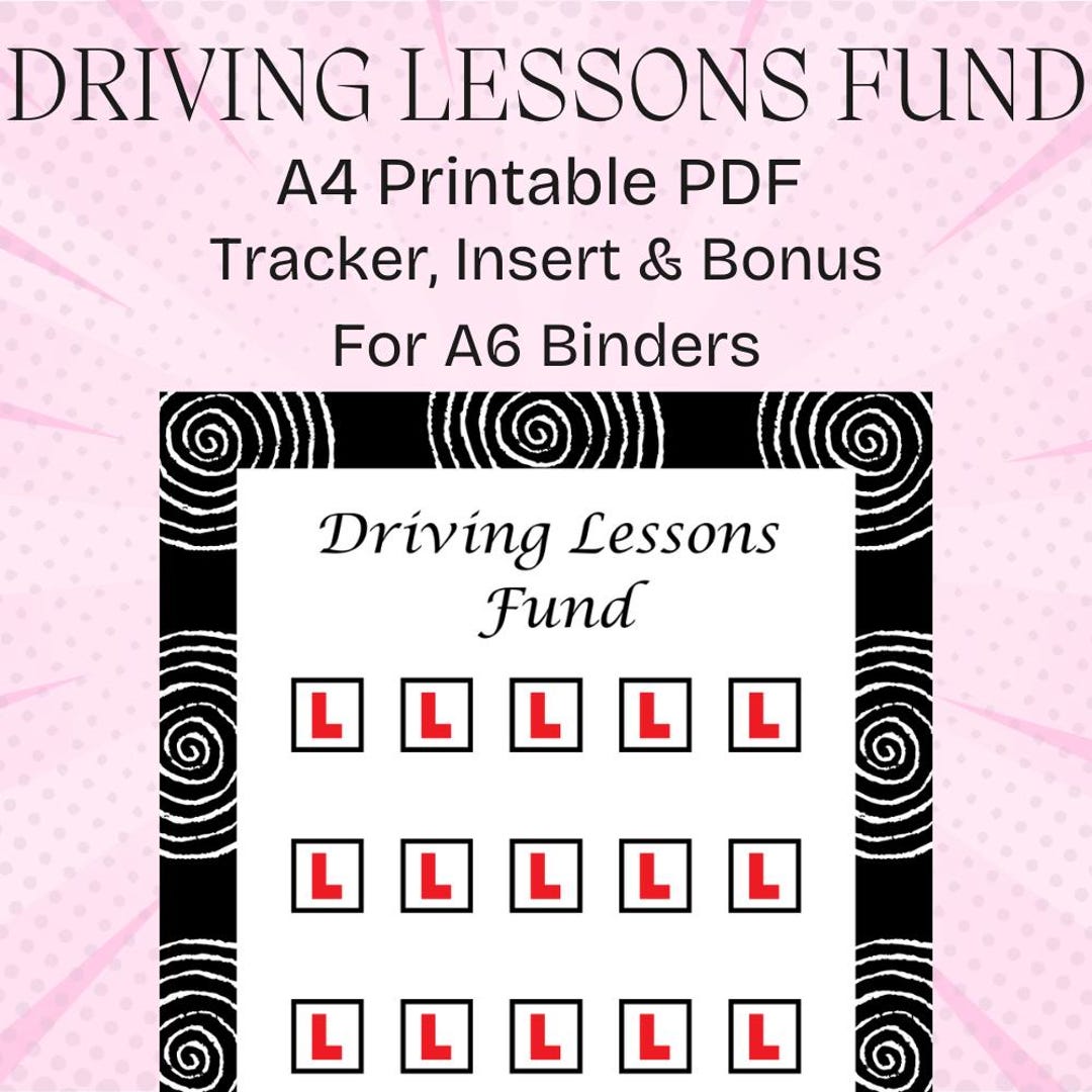 Driving Lessons Saving Challenge, Printable A6 Saving Tracker, Digital ...