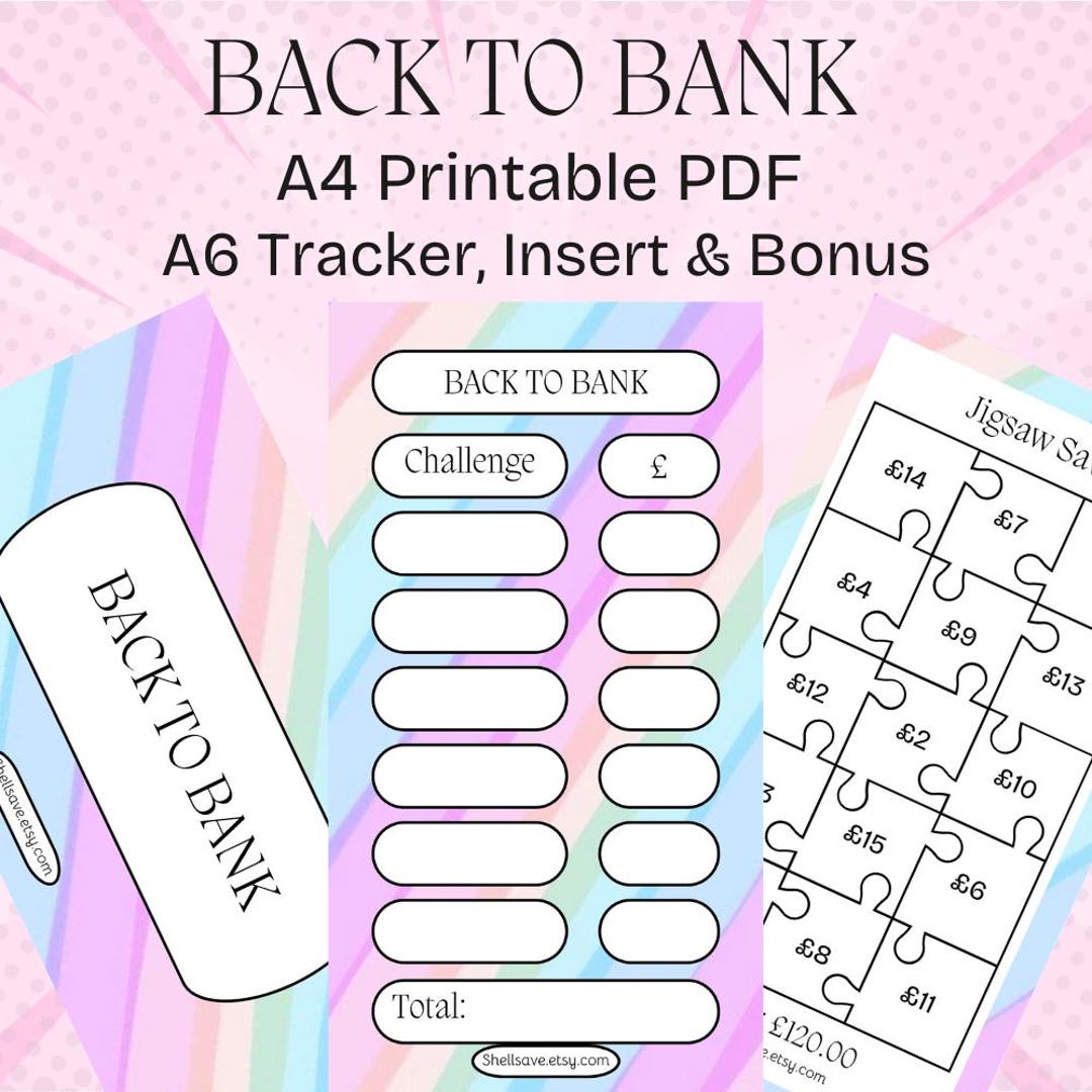 A6 Budget Binder Insert, Back to Bank Savings Tracker (digital Download ...