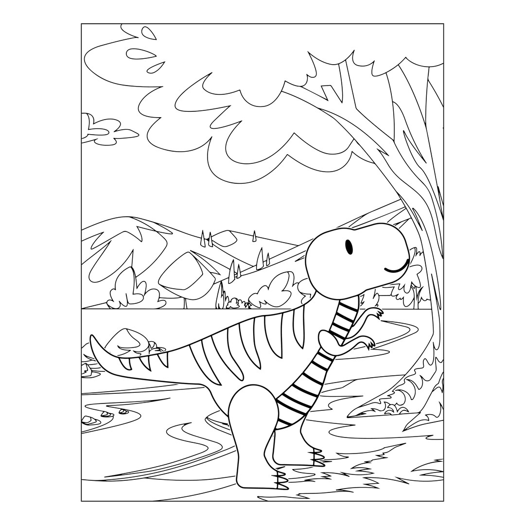 Set of 8 Dinosaur Coloring Pages, Creative Activity, 8 - Dinosaur ...