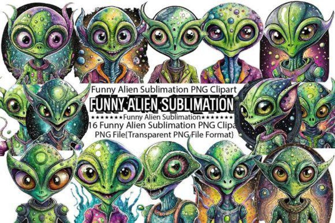 16 Alien Clipart Bundle, Space Clipart Bundle, Outer Space Png Graphics ...