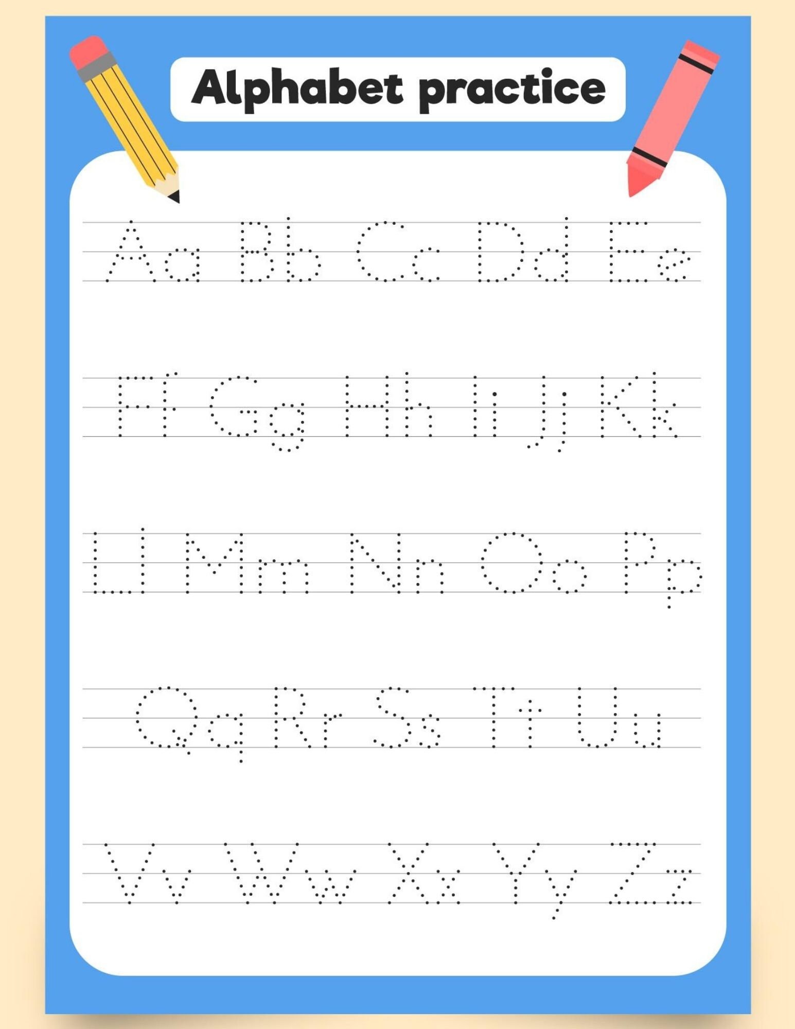 Alphabet Tracing Worksheet Printable Preschool, Alphabet Tracing Page ...