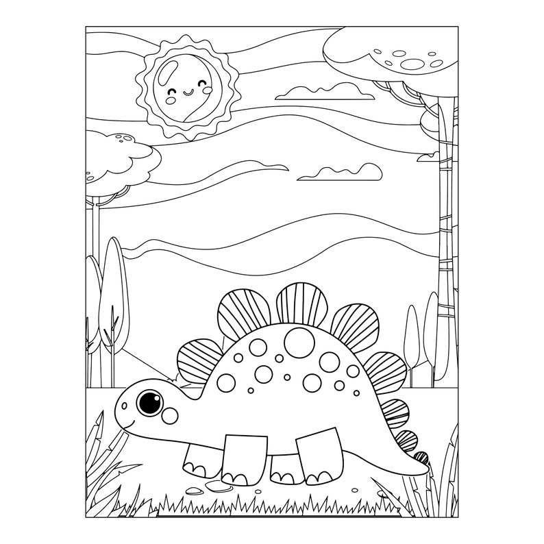 Set of 8 Dinosaur Coloring Pages, Creative Activity, 8 - Dinosaur ...