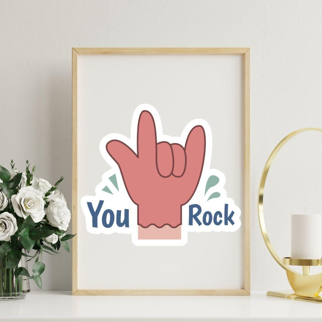 You Rock Printable, Motivational Positive Posters, Trendy Retro Art ...