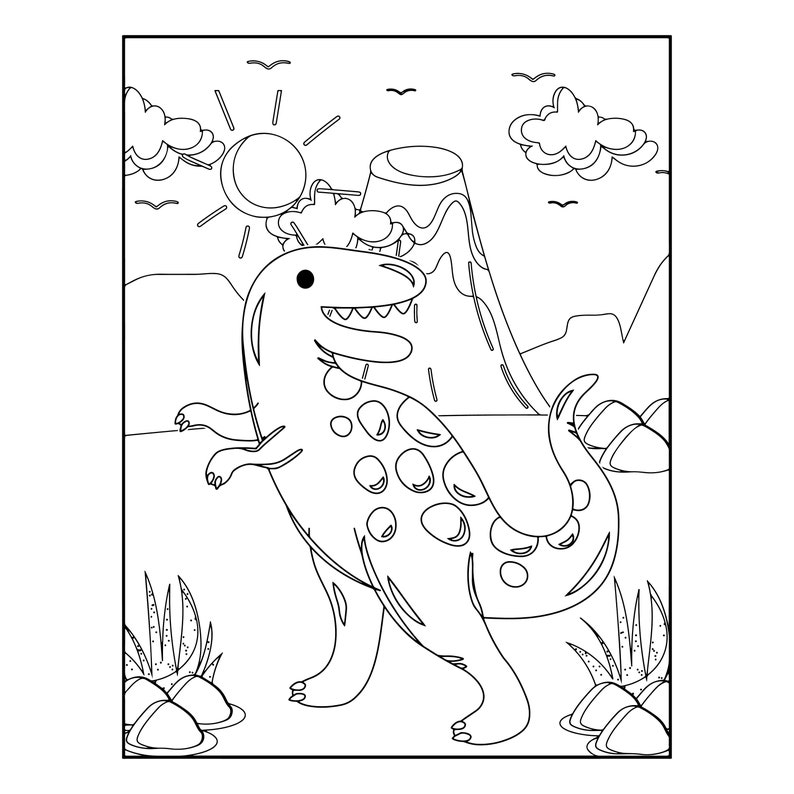 Set of 8 Dinosaur Coloring Pages, Creative Activity, 8 - Dinosaur ...