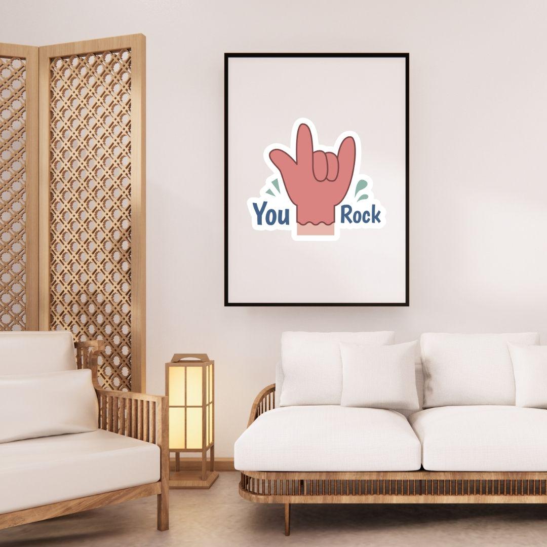 You Rock Printable, Motivational Positive Posters, Trendy Retro Art ...