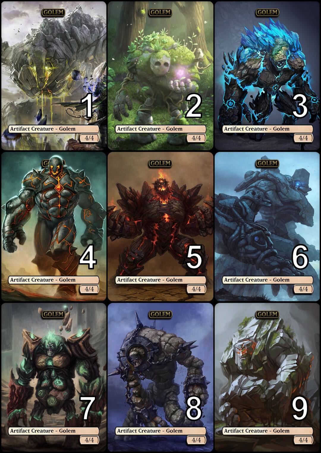 Mtg Golem 4/4 Token for General Ferrous Rokiric Alternative Art ...