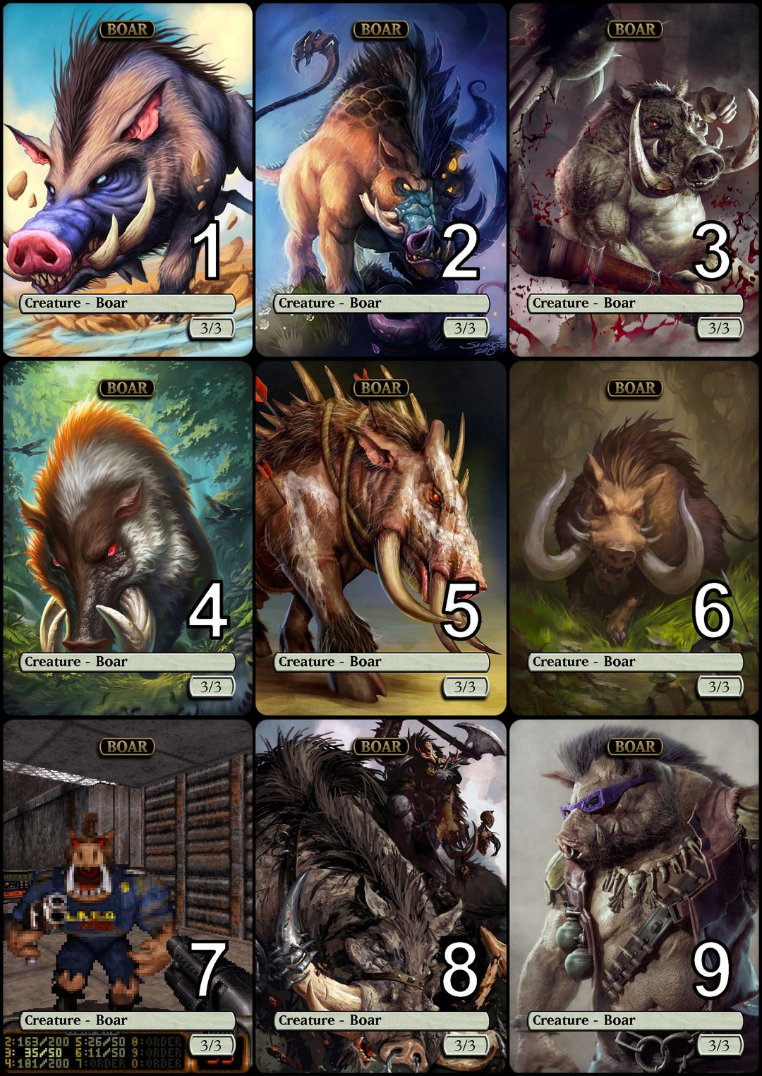 Mtg Boar 3/3 Token Alternative Art // Choose the Art! - for EDH ...