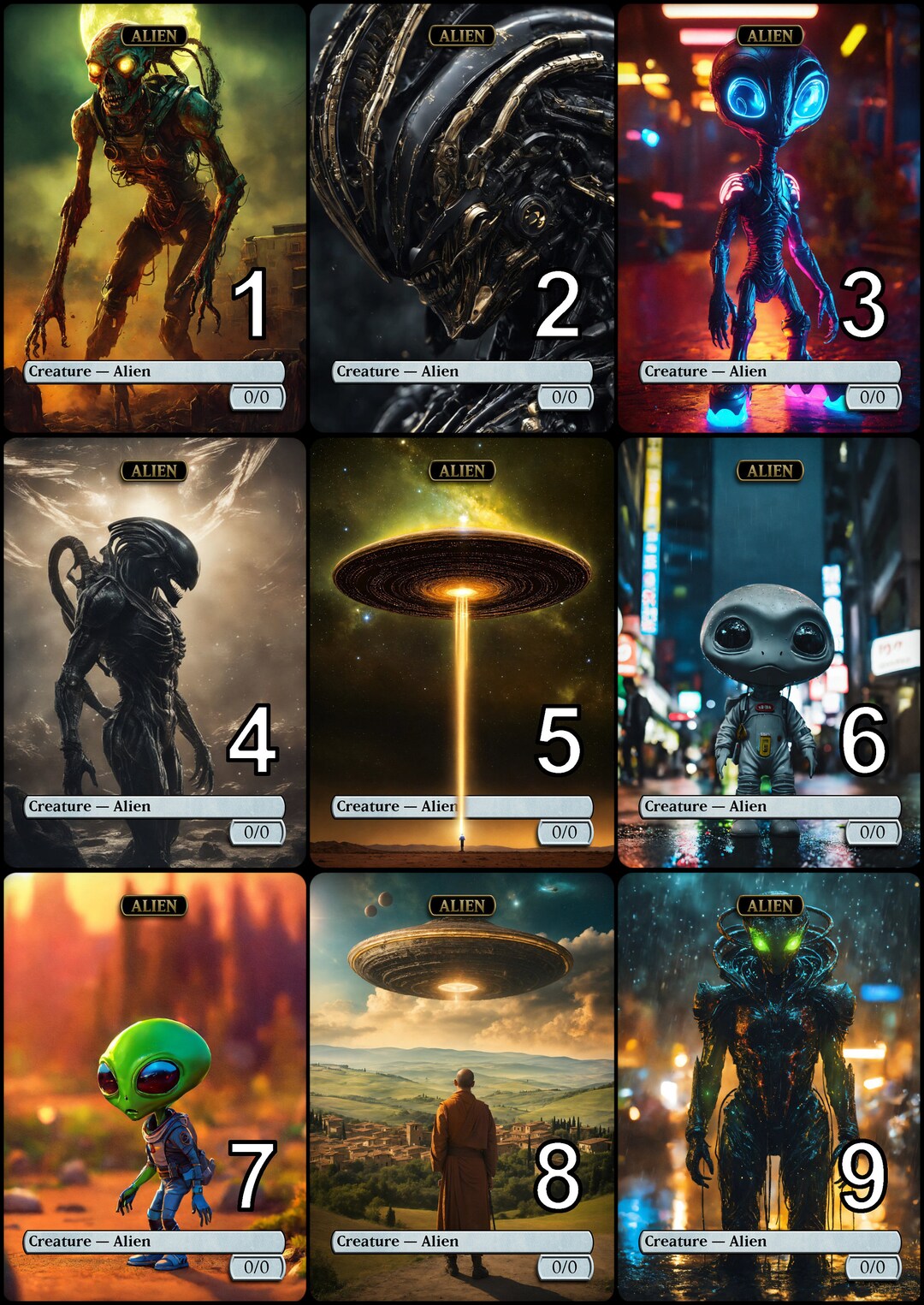 Mtg Alien 0/0 Token Alternative Art // Choose the Art! - for EDH ...