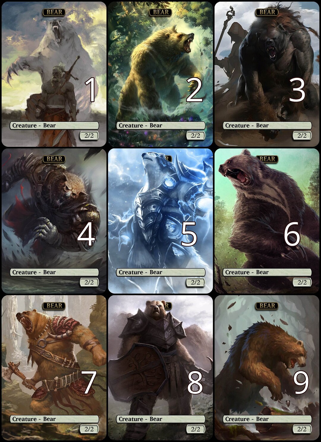 Mtg Bear 2/2 Token Alternative Art // Choose the Art! - for EDH ...