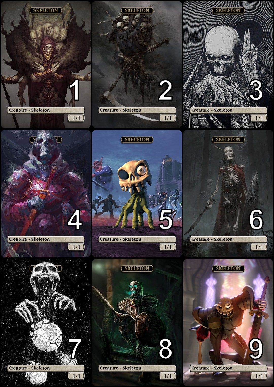Mtg Skeleton 1/1 Token Alternative Art // Choose the Art! - for EDH ...