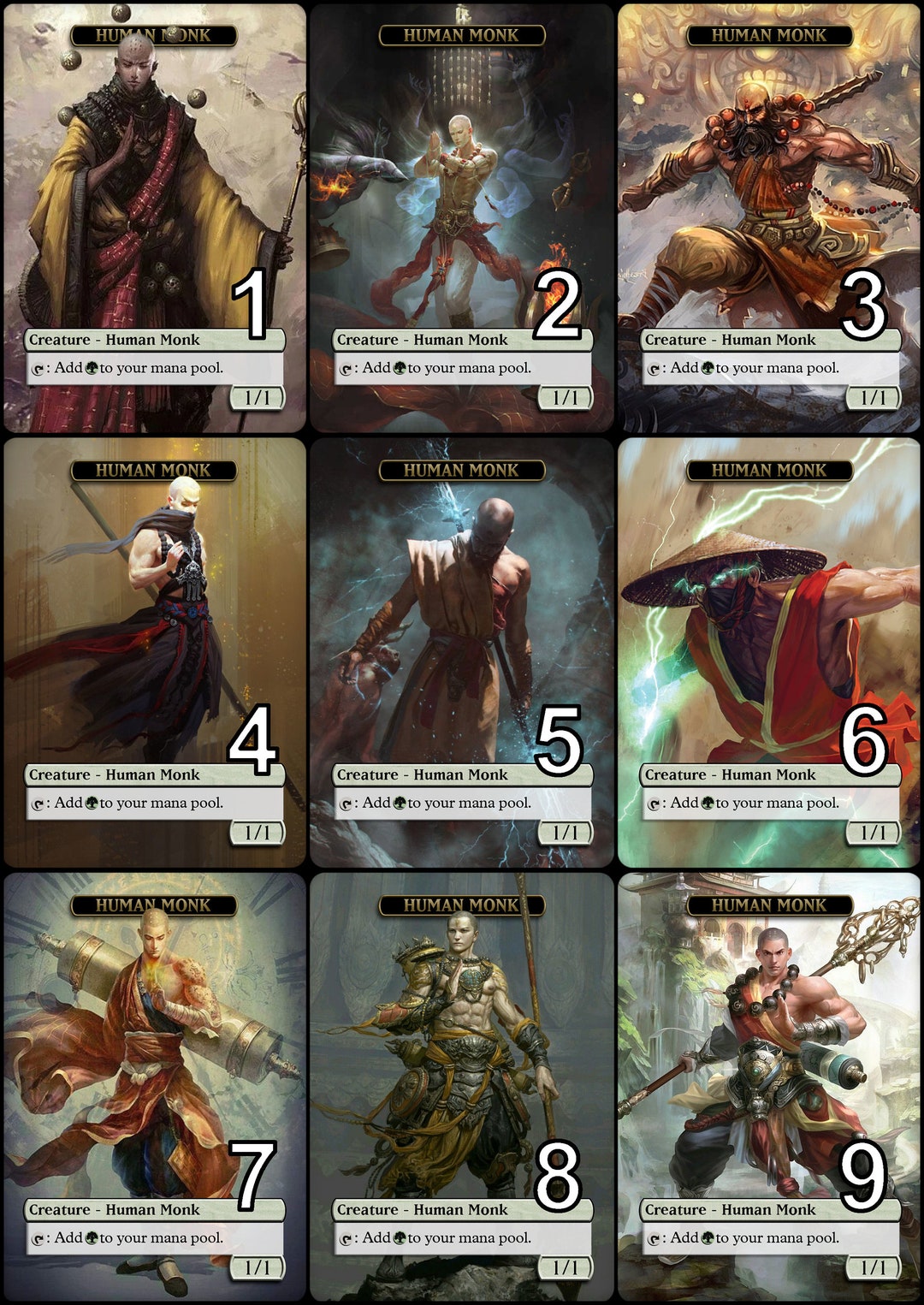Mtg Human Monk 1/1 Token Alternative Art // Choose the Art! - for EDH ...