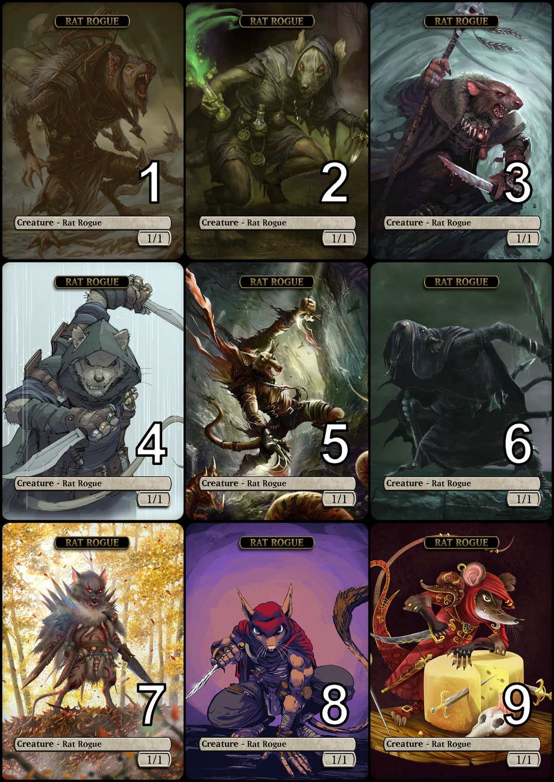 Mtg Rat Rogue 1/1 Token Alternative Art // Choose the Art! - for EDH ...
