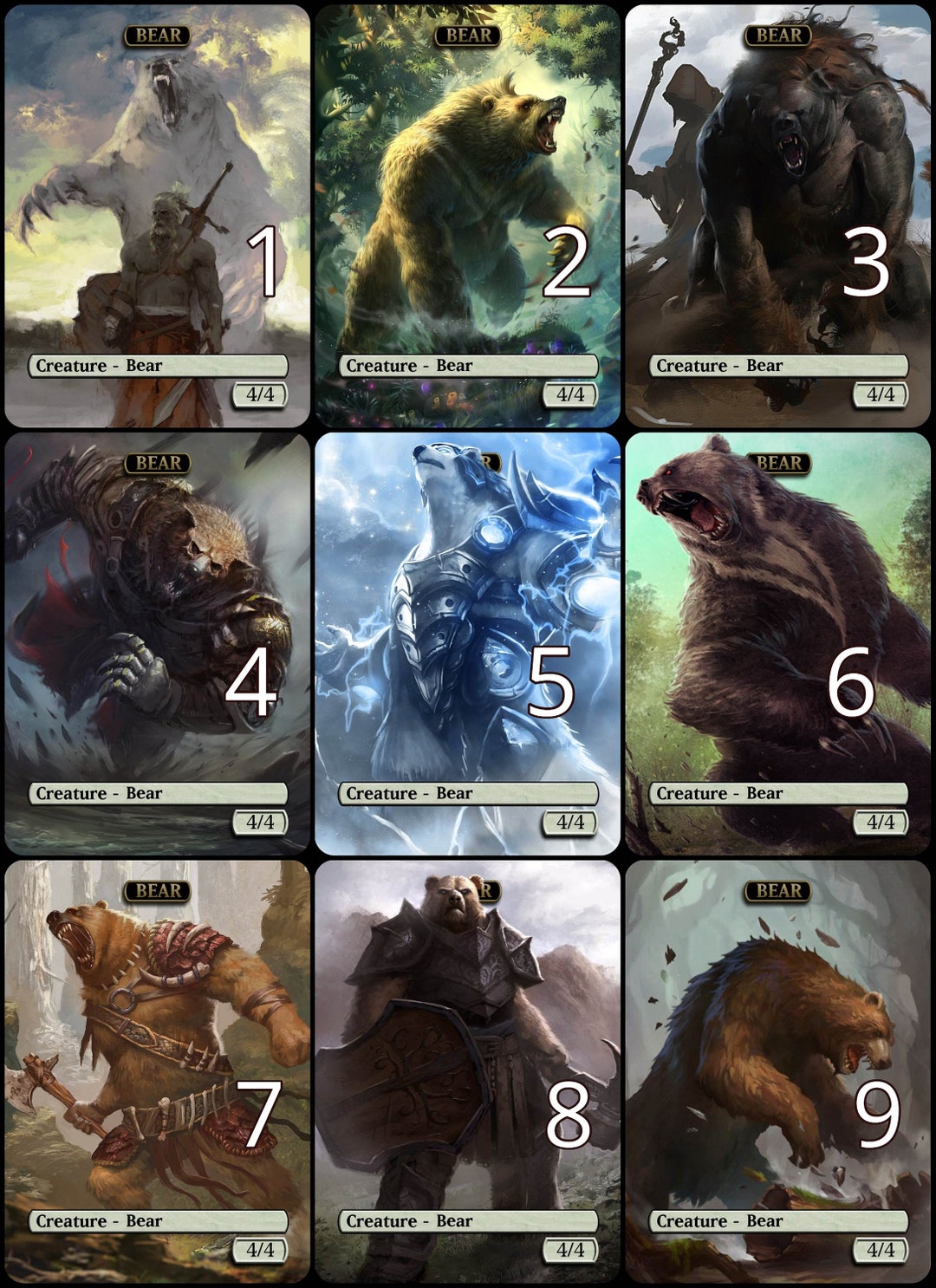 Mtg Bear 4/4 Token Alternative Art // Choose the Art! - for EDH ...