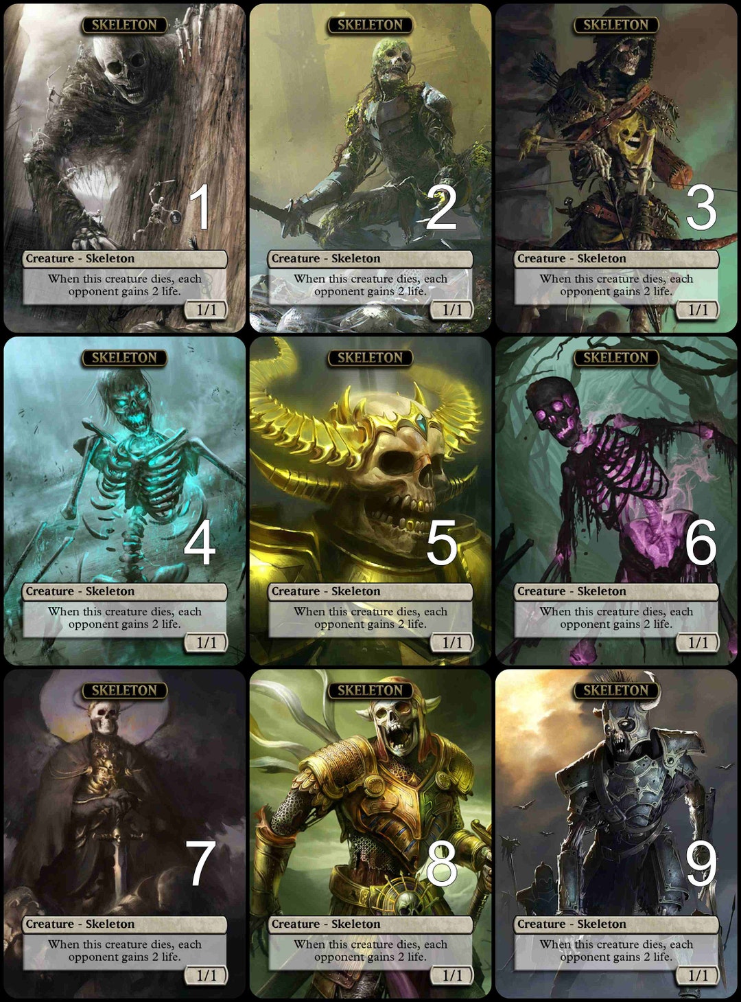 Mtg Skeleton 1/1 for Dungeon Master Token Alternative Art // Choose the ...