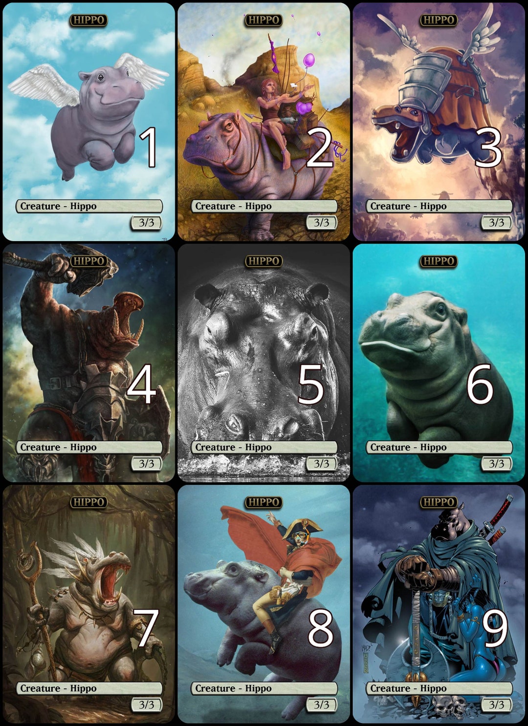 Mtg Hippo 3/3 Token Alternative Art // Choose the Art! - for EDH ...