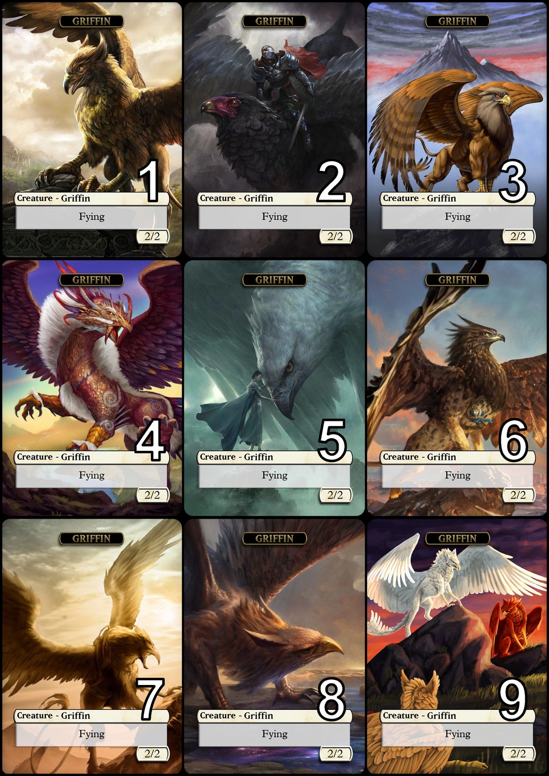 Mtg Griffin 2/2 Token Alternative Art // Choose the Art! - for EDH ...