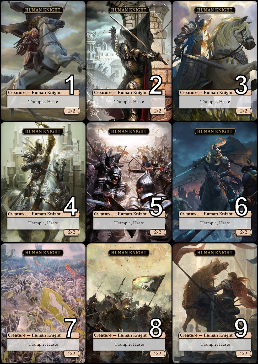 Mtg Human Knight 2/2 Token for Forth Eorlingas! Alternative Art // Choose the Art! - for EDH ...