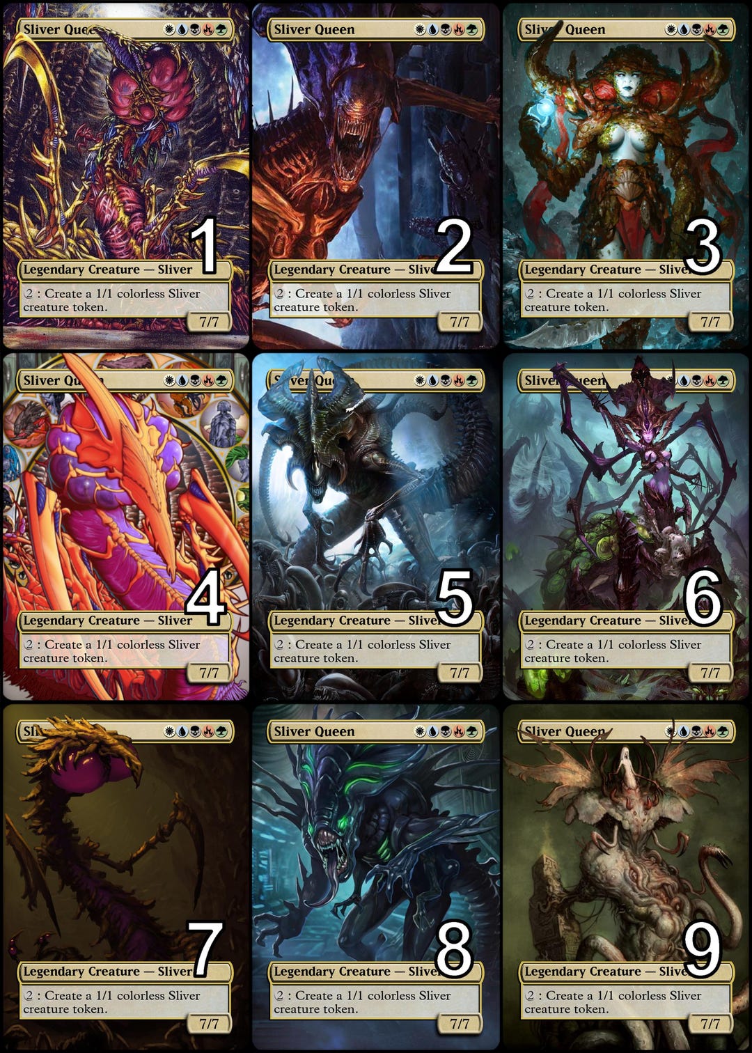 Mtg Sliver Queen Token Alternative Art // Choose the Art! - for EDH ...