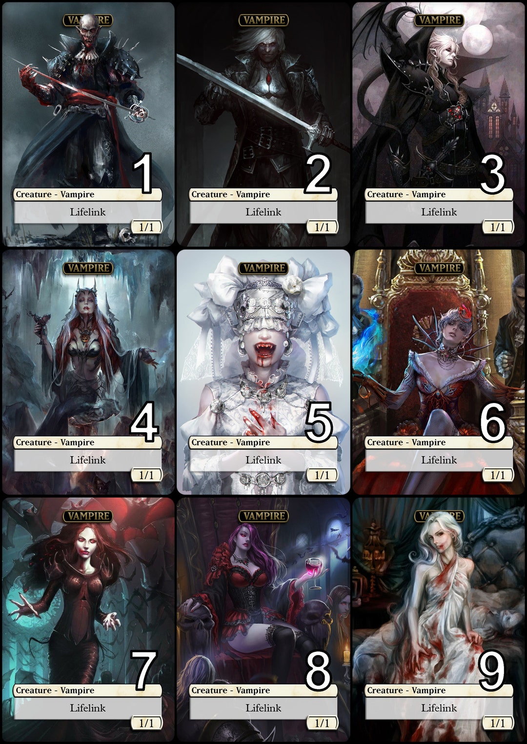 Mtg Vampire 1/1 Lifelink Token Alternative Art // Choose the Art! - for ...