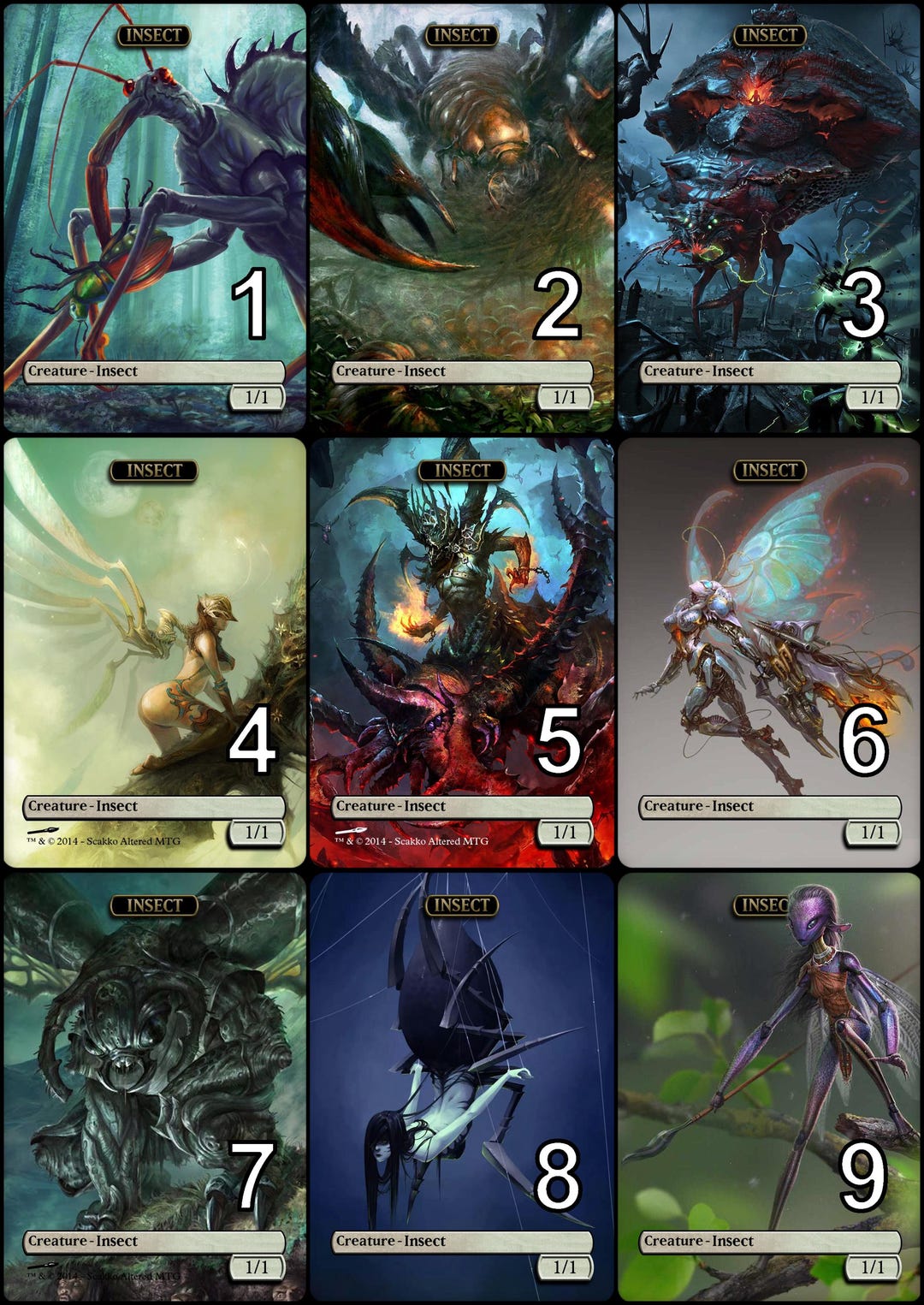 Mtg Insect 1/1 Token for Grist, the Hunger Tide Alternative Art ...