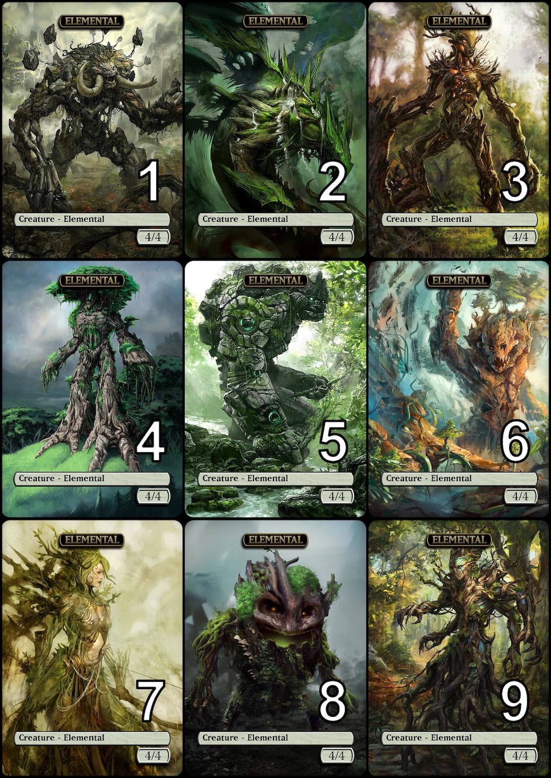 Mtg Elemental 4/4 Token Alternative Art // Choose the Art! - for EDH ...