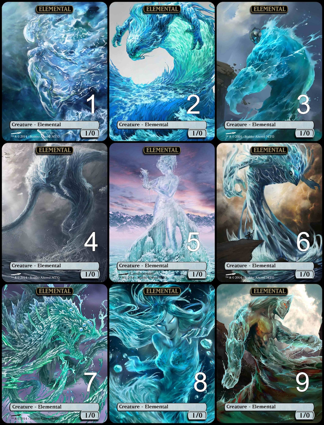 Mtg Elemental 1/0 Token Alternative Art // Choose the Art! - for EDH ...
