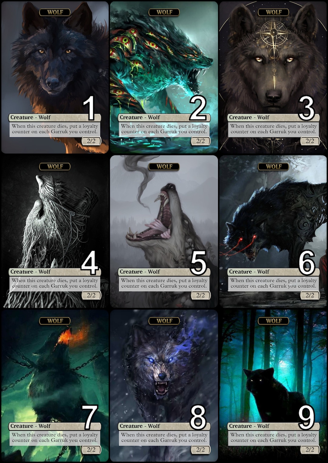 Mtg Wolf 2/2 Token for Garruk Alternative Art // Choose the Art! - for ...
