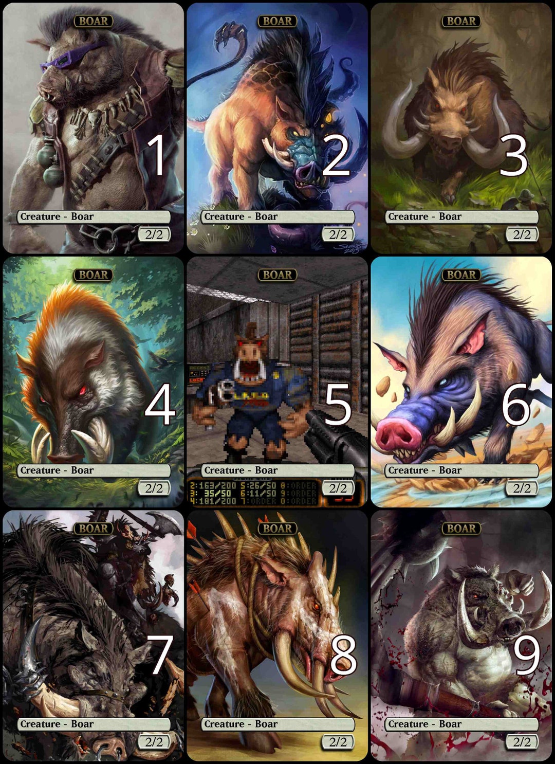 Mtg Boar 2/2 Token Alternative Art // Choose the Art! - for EDH ...