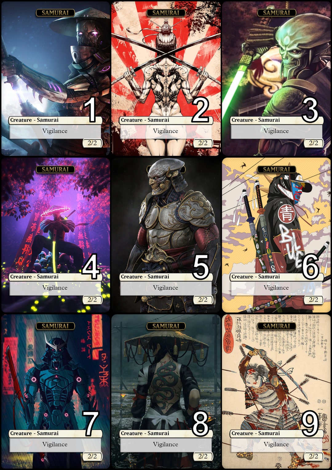 Mtg Samurai 2/2 Token Alternative Art // Choose the Art! - for EDH ...