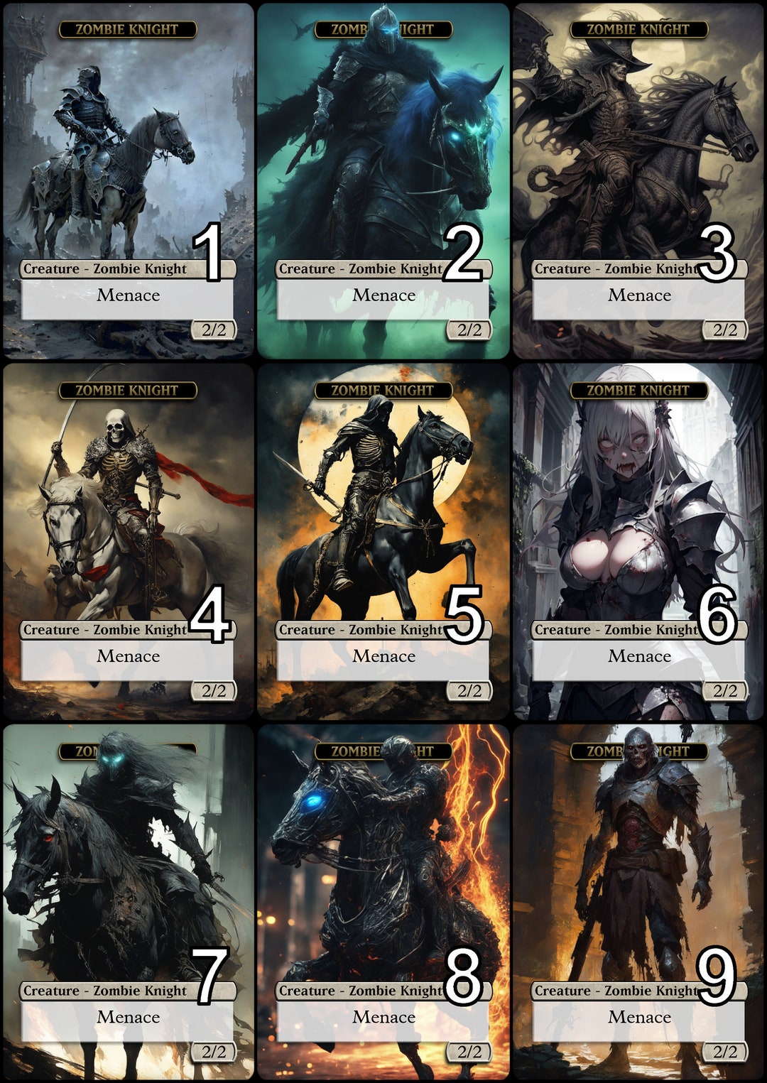 Mtg Zombie Knight 2/2 Token Alternative Art // Choose the Art! - for ...