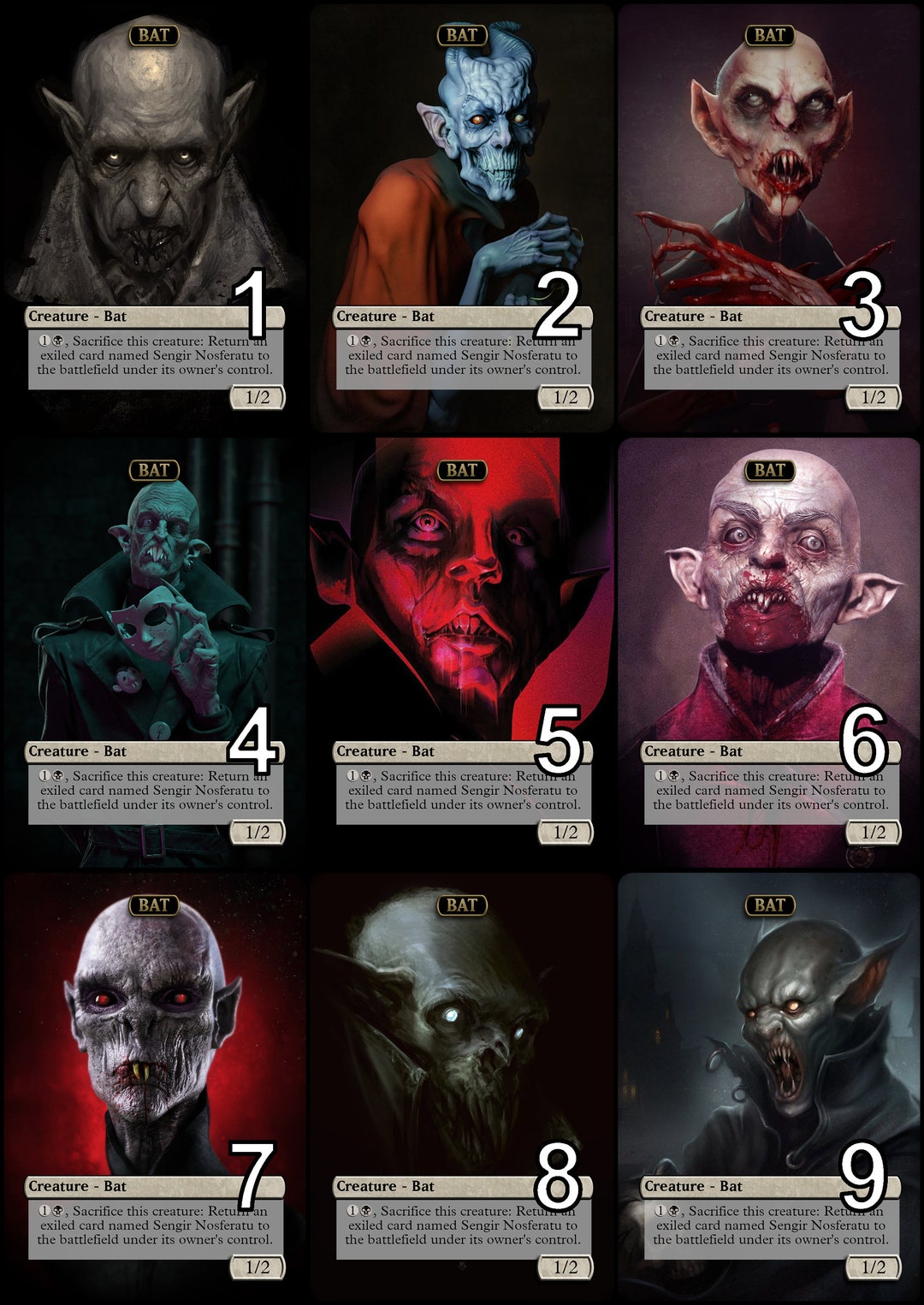 Mtg Bat 1/2 Token for Sengir Nosferatu Alternative Art // Choose the ...