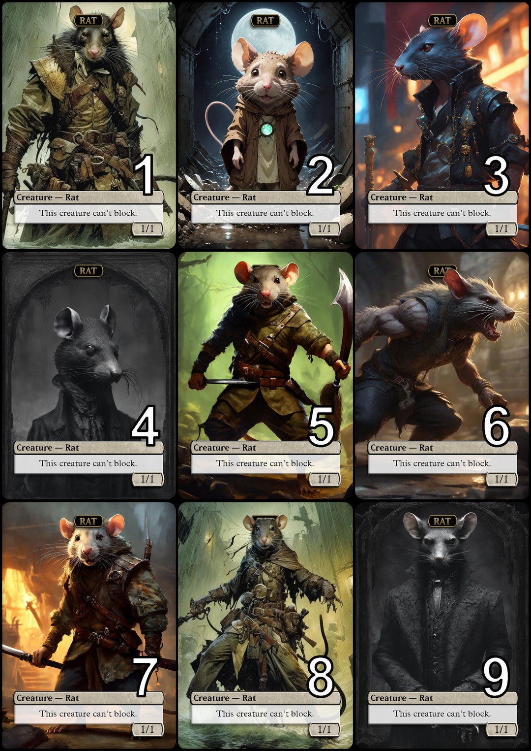 Mtg Rat 1/1 for Lord Skitter Token Alternative Art // Choose the Art! - for EDH, Commander, Cube ...